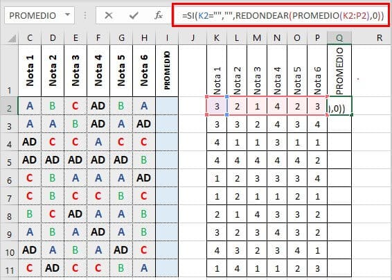 Aprende a sacar promedio de notas con letras (Promediar Letras)